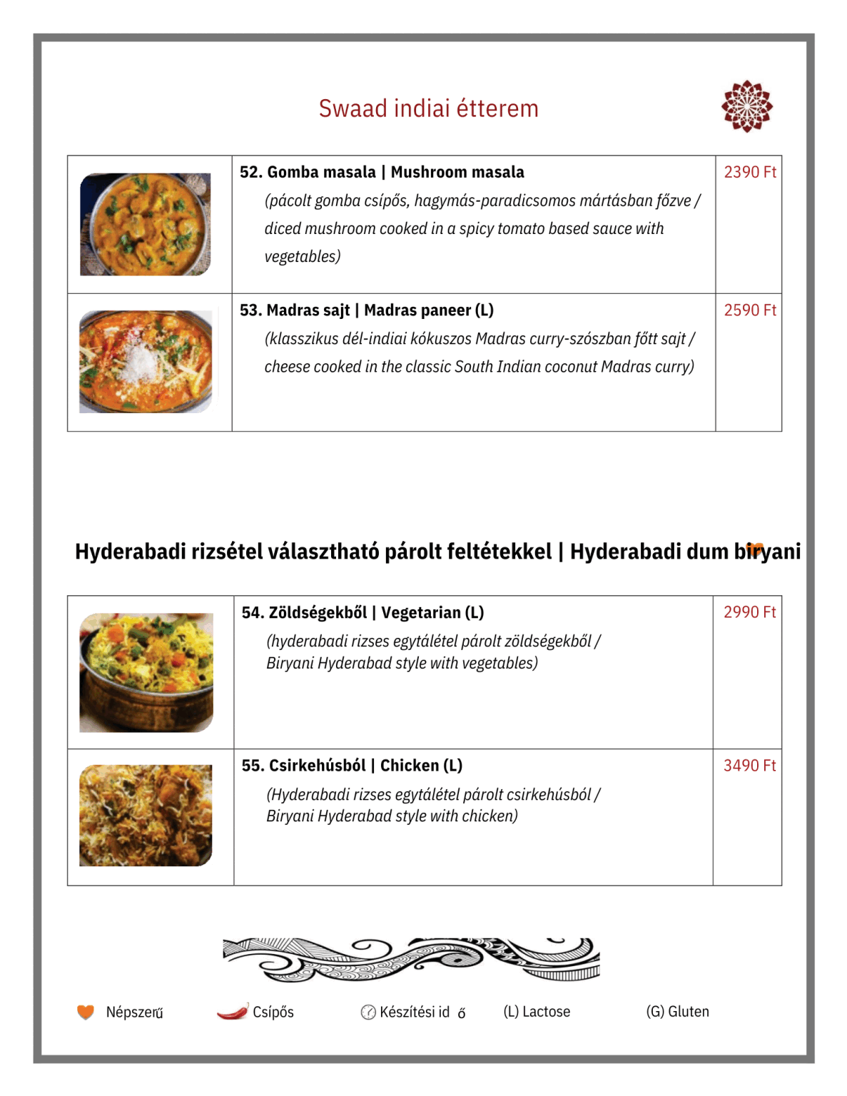 Menu – Swaad